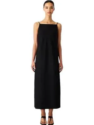 Another Tomorrow Square Neck Slip Dress - Black