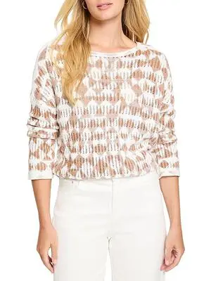 NIC+ZOE Textured Diamond Pattern Sweater - Neutral Multi