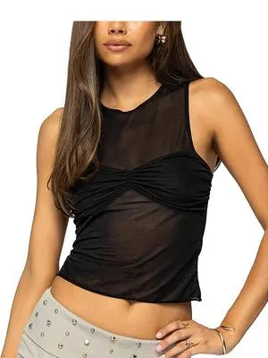 EDIKTED Erica Sheer Gathered Top - Black