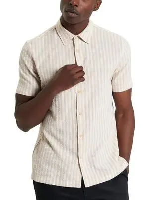 Ben Sherman Stripe Seersucker Button-up Shirt - Sand