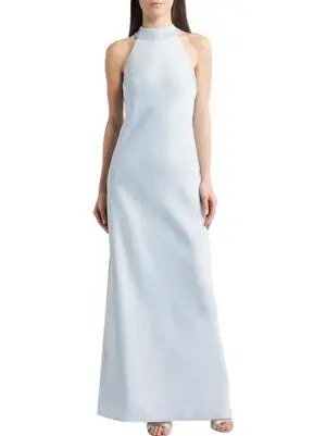WAYF Violetta Matte Satin Gown - Baby Blue