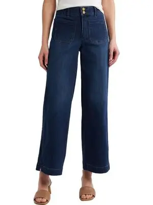 Wit & Wisdom Emma Patch Pocket High Waist Wide Leg Jeans - Indigo