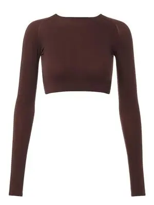 Alaïa Long-sleeved Crop Top - Brown