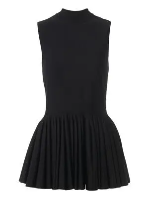 Alaïa Pleated Turtleneck Top - Black