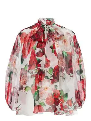 Dolce & Gabbana Floral Tie-neck Blouse - Multicoloured