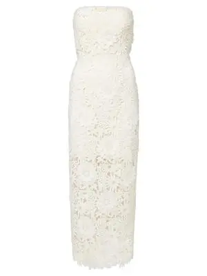 ROTATE BY BIRGER CHRISTENSEN Bridal Strapless Lace Midi Dress - White
