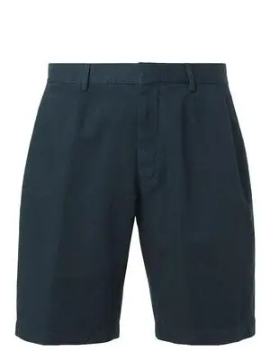 Zegna Cotton And Linen Shorts - Blue