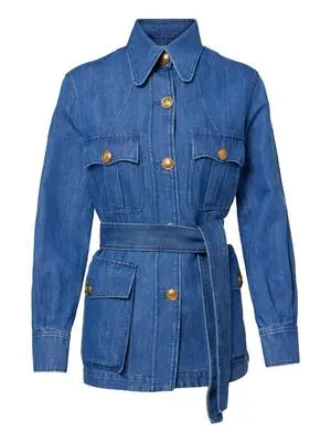 Valentino Garavani Belted Denim Jacket - Blue