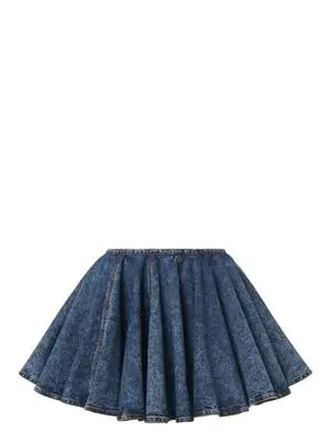 Alaïa Pleated Denim Miniskirt - Blue