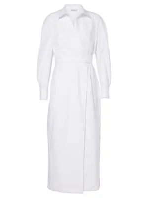 Max Mara Cotton-blend Twill Wrap Dress - White