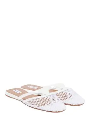 Alaïa Infradito Leather And Fishnet Mules - White