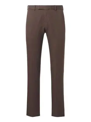 Zegna Cotton And Linen Chinos - Brown