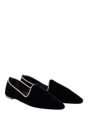 TOTEME Leather-lined Velvet Slippers - Black