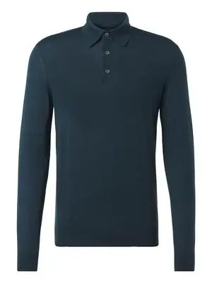 Zegna Cashmere And Silk Polo Shirt - Blue