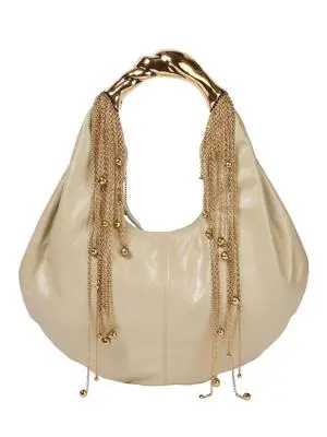 Chloé Twisted Shell Leather Shoulder Bag - Beige