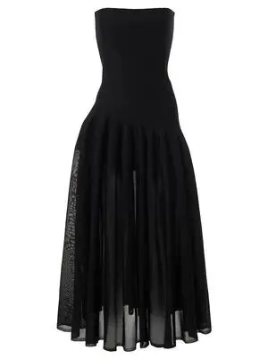Alaïa Strapless Pleated Gown - Black