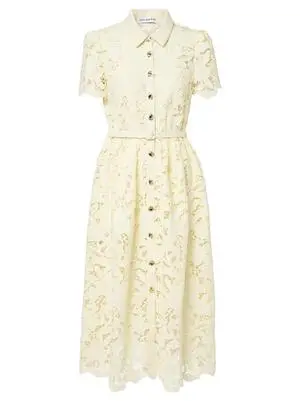 SELF-PORTRAIT Lace-trimmed Midi Dress - Yellow