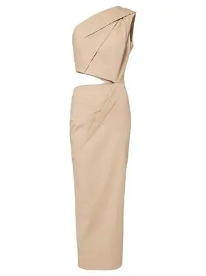 Max Mara Cutout Cotton-blend Twill Maxi Dress - Beige