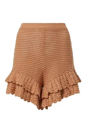 Chloé Chloé Ruffled Crochet Shorts Orange