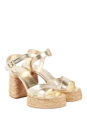 CHRISTIAN LOUBOUTIN Calakala 85 Metallic Leather Platform Sandals - Gold