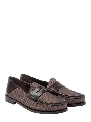 Max Mara Raffia-effect Penny Loafers - Brown