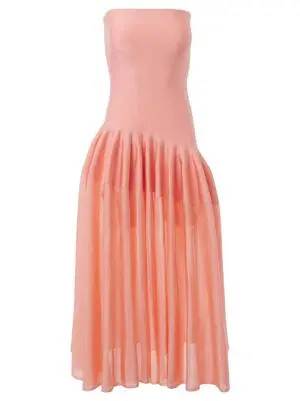 Alaïa Pleated Strapless Maxi Dress - Pink