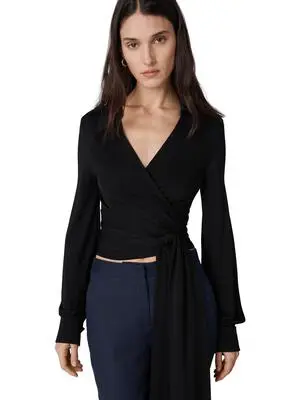 Diane Von Furstenberg Perfect Wrap Top - Black