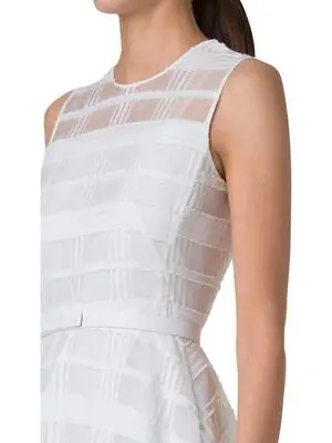 Akris Check Silk Organza Midi Dress - Ecru