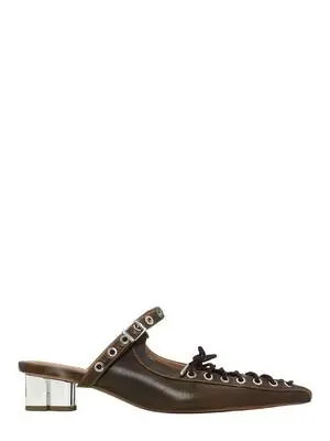 GANNI 35mm Eyelet-embellished Mules - Green