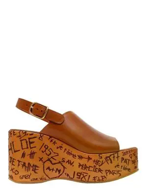 Chloé 130mm Maxime Wedge Sandals - Brown