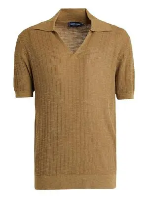 Frescobol Carioca Joaquin Ribbed Cottonblend Polo Shirt - Camel