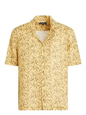 Frescobol Carioca Roberto Floralprint Linen Shirt Pastel Yellow