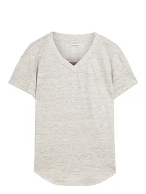 Brunello Cucinelli Bead-embellished Jersey T-shirt - Stone