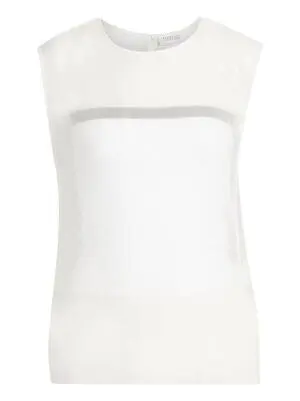 Brunello Cucinelli Bead-embellished Silk-organza Top - Ivory
