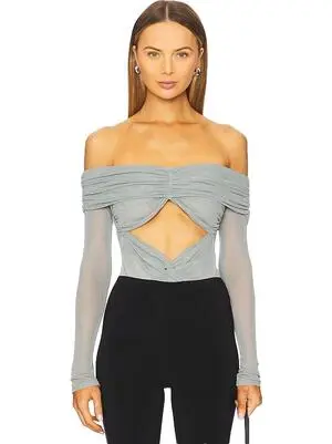 Lapointe Mesh Off-the-shoulder Bodysuit - Jade