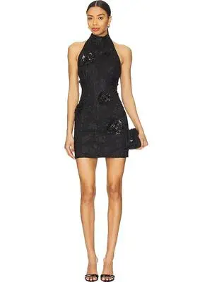 ROTATE BY BIRGER CHRISTENSEN Mesh Flower Mini Dress - Black