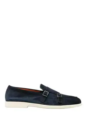 Santoni Suede Monk Shoes - Blue