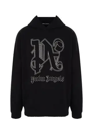 Palm Angels Monogram Logo Hoodie - Black