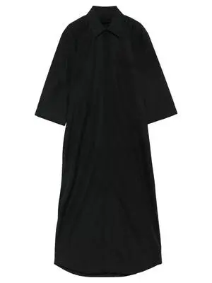 ALAINPAUL ALAINPAUL Three-Quarter-Sleeves Shirt Midi Dress Black