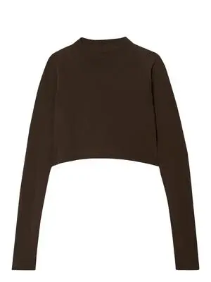 Alaïa Paneled Cropped Jersey Top - Brown