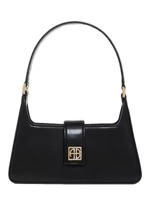 ANINE BING Lou High-shine Shoulder Bag - Black