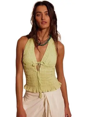 Free People Free-est Khloe Smocked Halter Top Lightning Bug