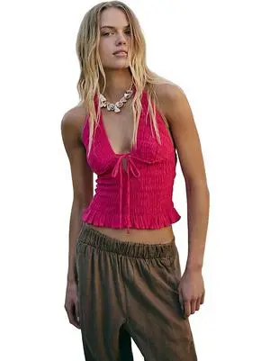 Free People Free-est Khloe Smocked Halter Top Love Potion