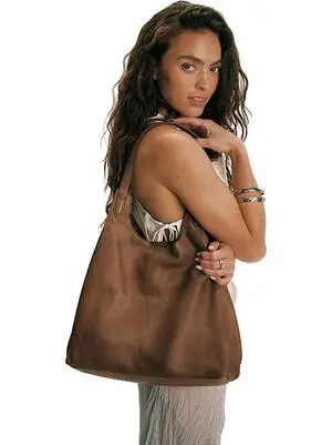 Free People Tivoli Leather Tote Bag Espresso