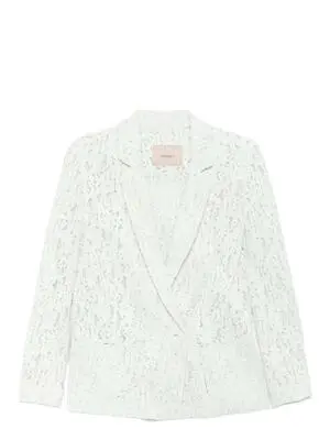 TWINSET Lace Double-breasted Blazer - Green