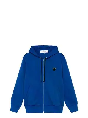 Play Comme Des Garcon Comme Des Garçons Play Heart-Emblem Zip-Up Hoodie Blue
