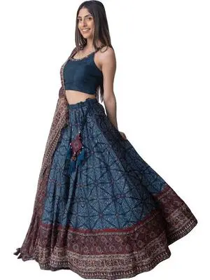RAAS Kanika Bandhani Print Lehenga Choli Set - Blue
