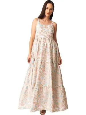 RAAS Tierney Tiered Floral Dress - Off-white