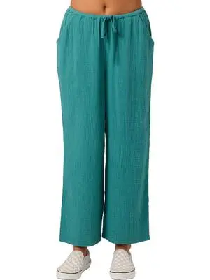 O'Neill Brenda Cotton Gauze Wide Leg Pants - North Sea