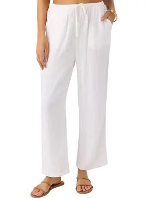 O'Neill Brenda Cotton Gauze Wide Leg Pants - White